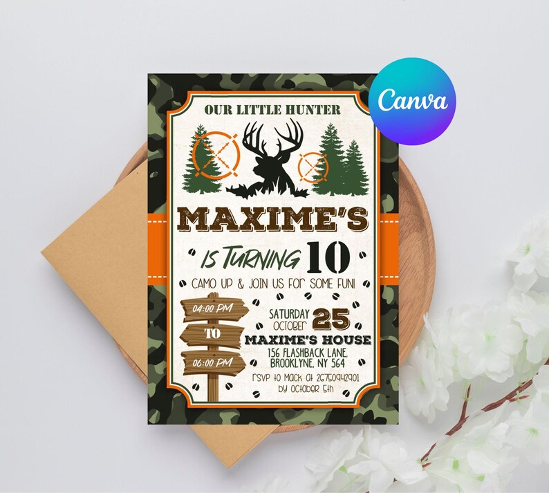 Hunting Birthday Party Invitation, Hunting Invitation, Birthday ...
