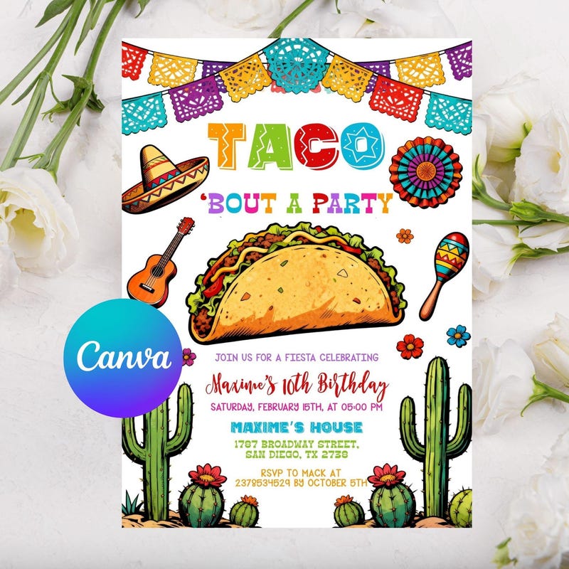 Invites Template Taco Theme - Etsy