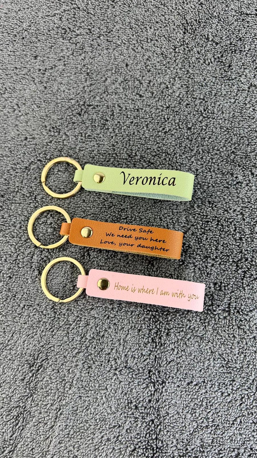 Custom Name Logo Text Leather Keychain Personalized Keyring Group ...