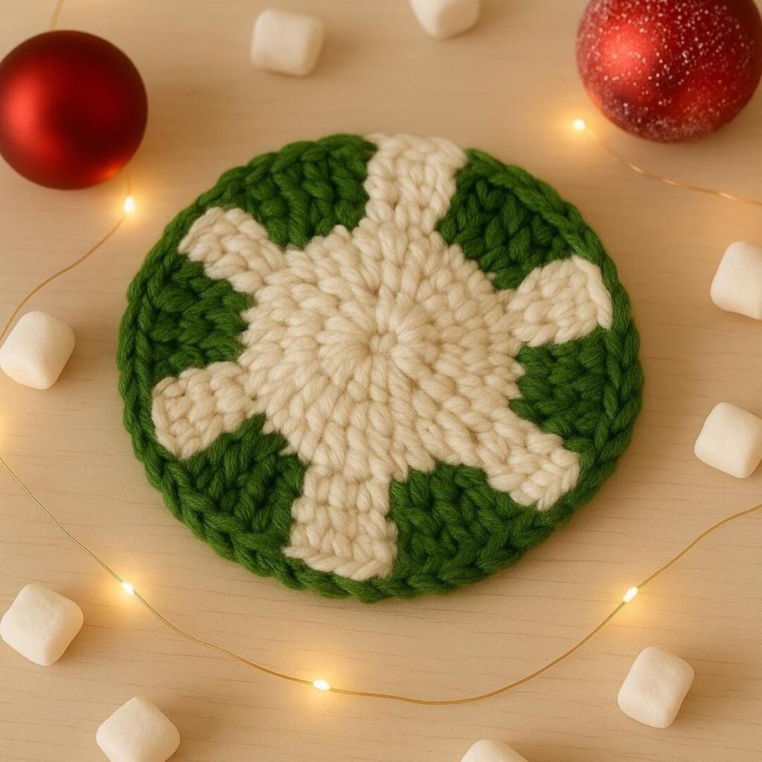 Crochet Peppermint Coaster Pattern - Easy Beginner Christmas Festive ...