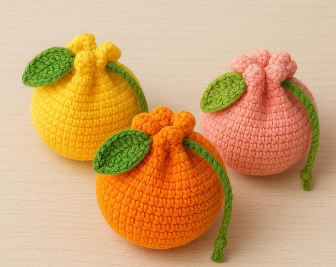 Crochet Fruit Bag Pattern - Easy Beginner Cute Drawstring Summer ...