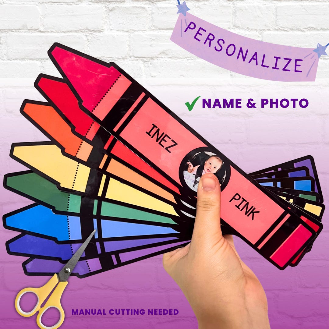Personalized Crayons Big Name Tag Learning for Home School Classroom ...