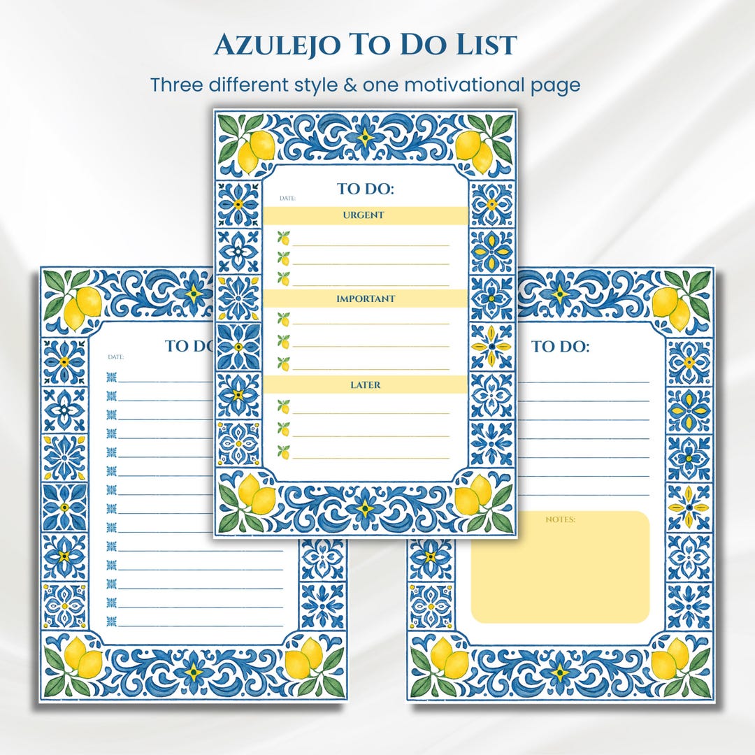 Azulejo to Do List Printable Portuguese Spanish Aesthetic | Editable ...