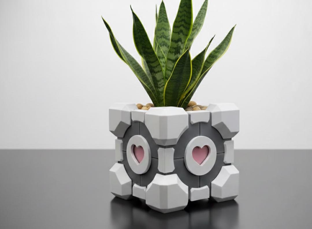 Portal Companion Cube Planter – 3D Printed Gamer Desk Decor - Etsy