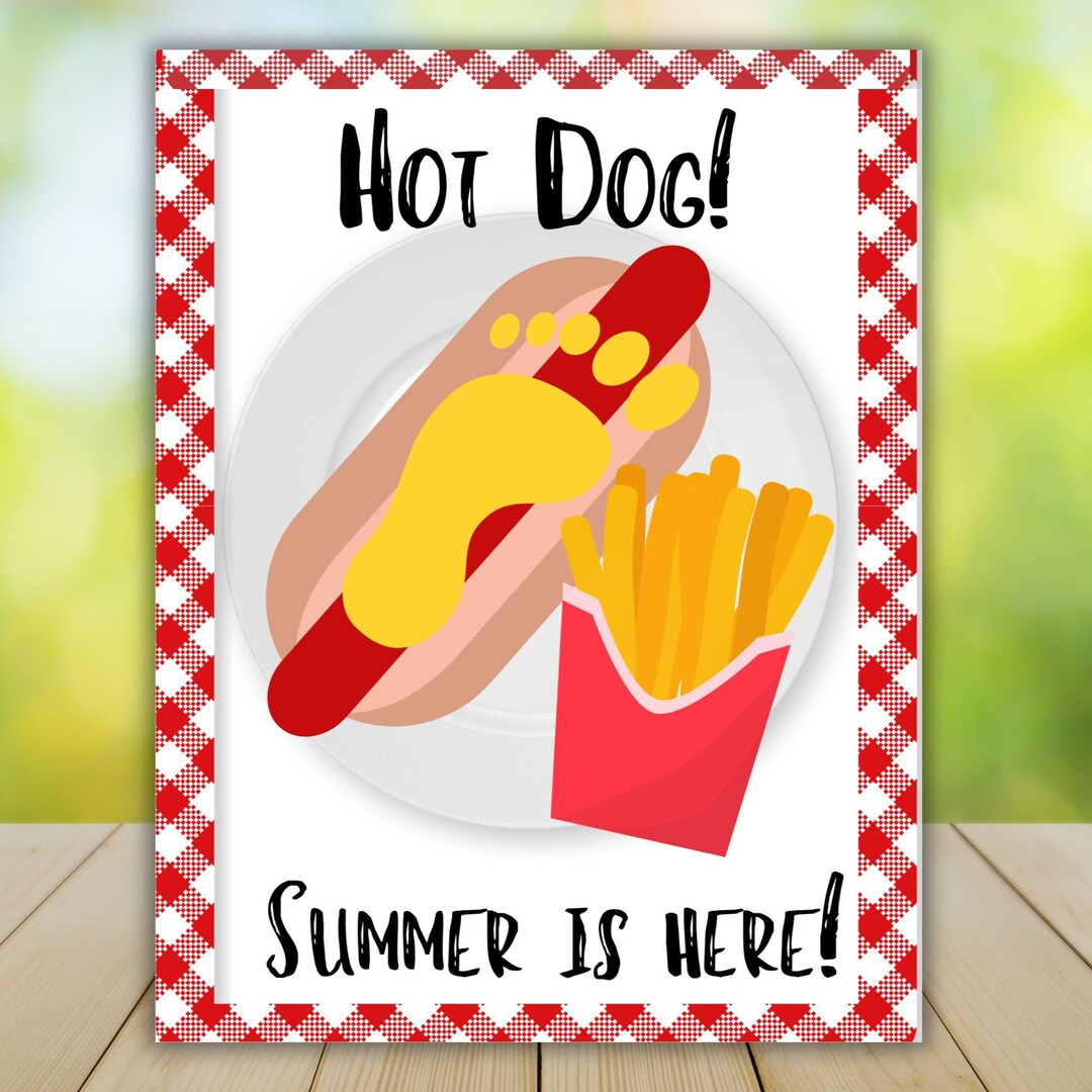Summer Footprint Craft for Kids | Hot Dog Printable Art | Camping Craft ...