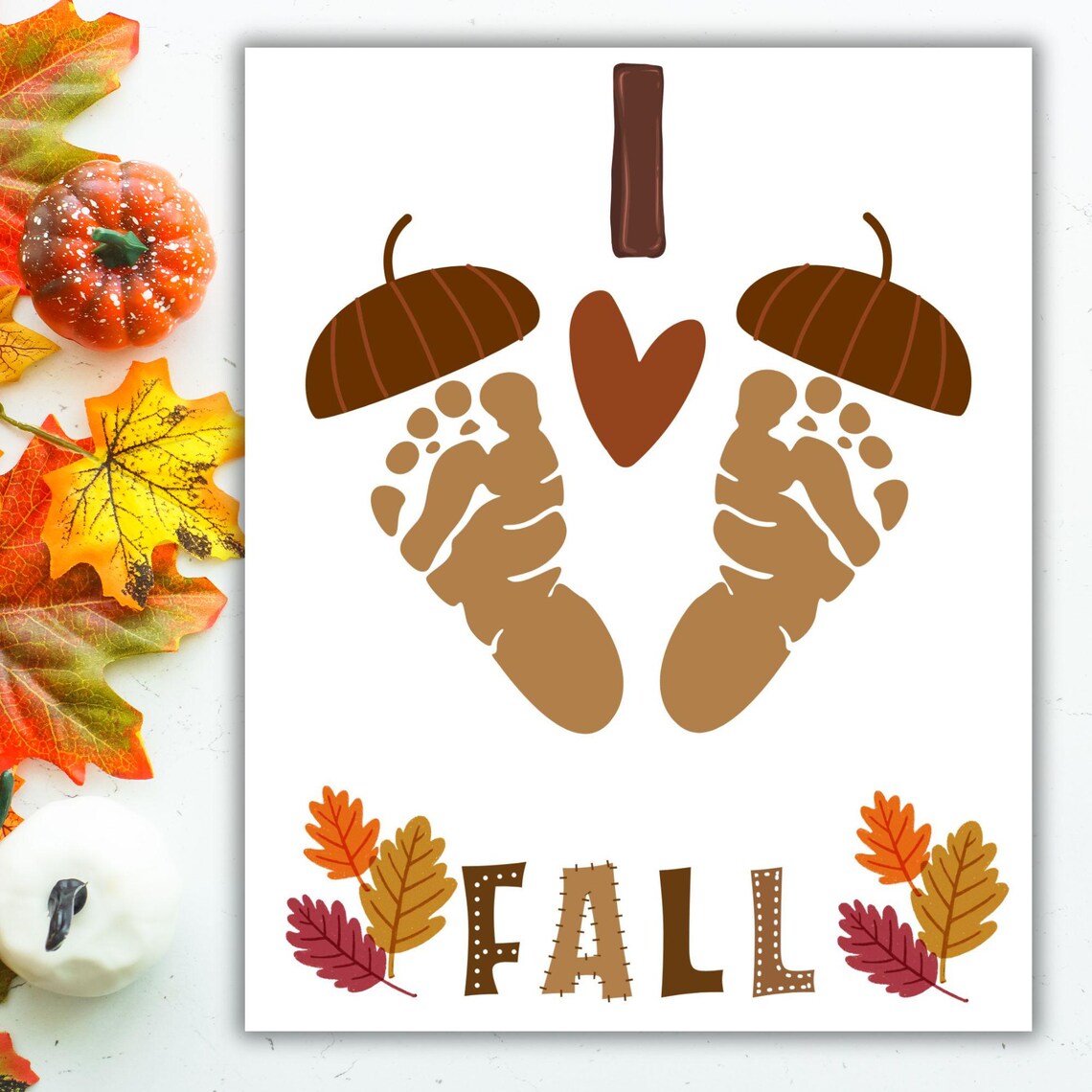 Baby Fall Keepsake Printable | Acorn Footprints & Handprints | Fall ...