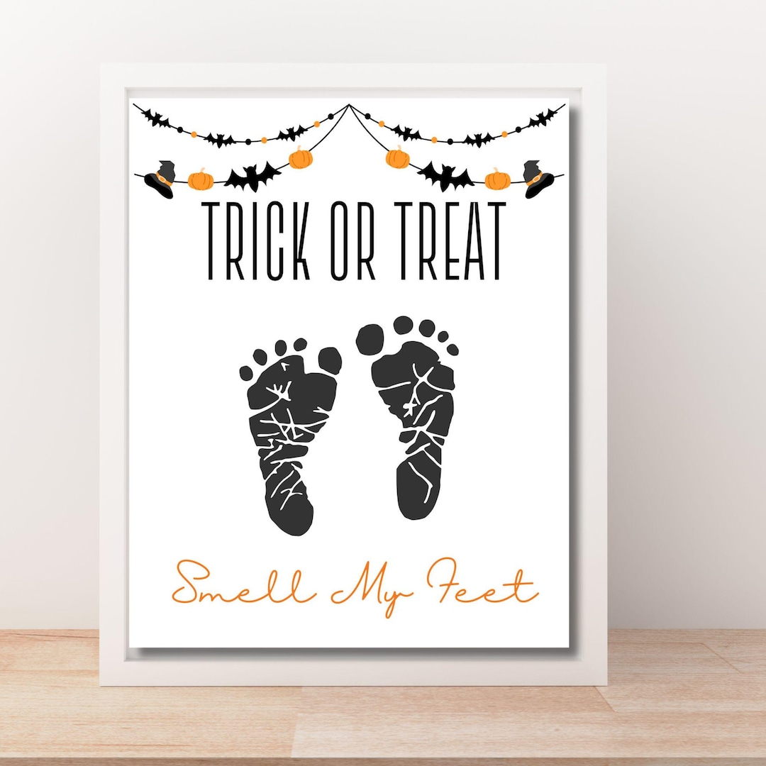Halloween Footprint Craft Printable, Trick or Treat Smell My Feet Art ...