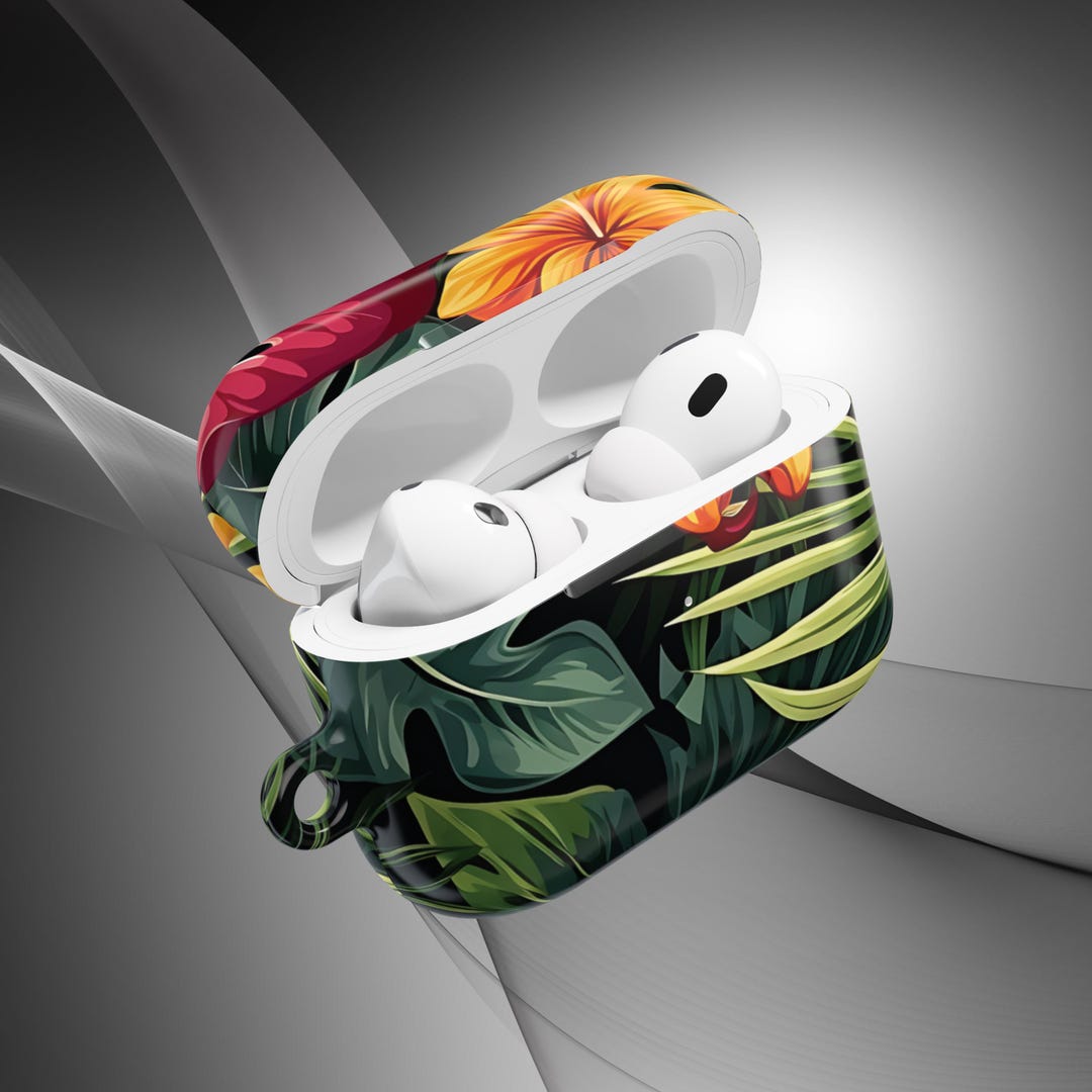 Tropical Floral Airpods Cases | Stylish Earbud Cover, Gifts for Music ...