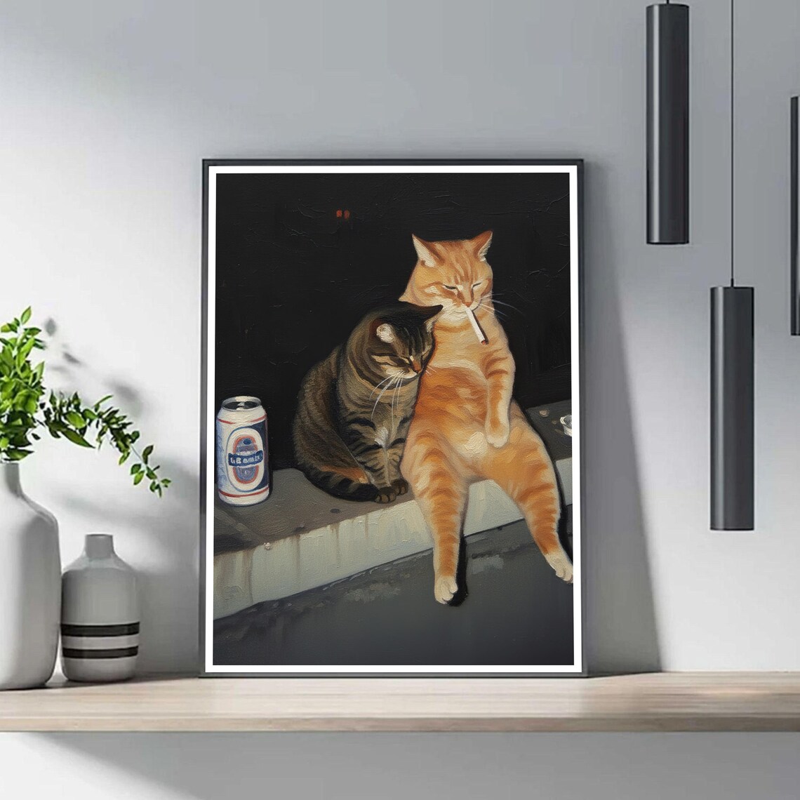 Dark Humor Cat Print, Smoking Cat, Beer, Meme Art (digital Download) - Etsy