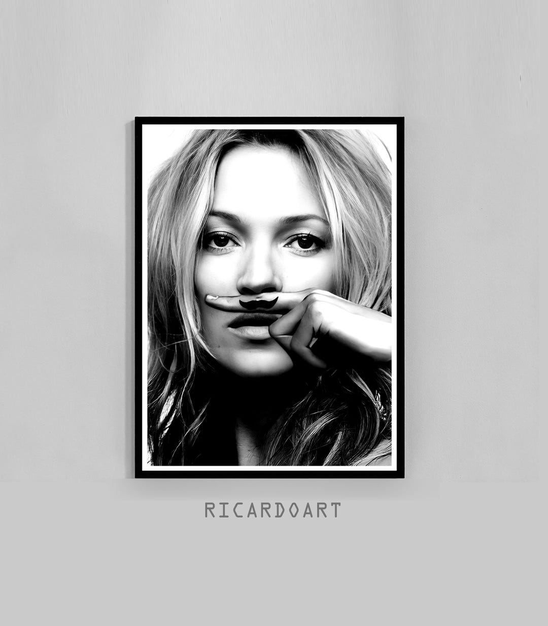 Kate Moss Moustache Poster, Retro Fashion Print (digital Download) - Etsy