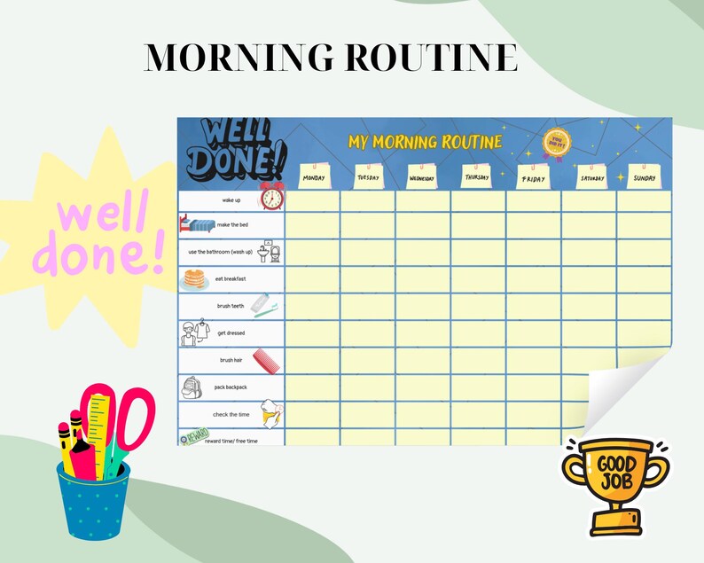 ADHD Morning Routine Chart for Kids – Visual Schedule Printable – Calm ...