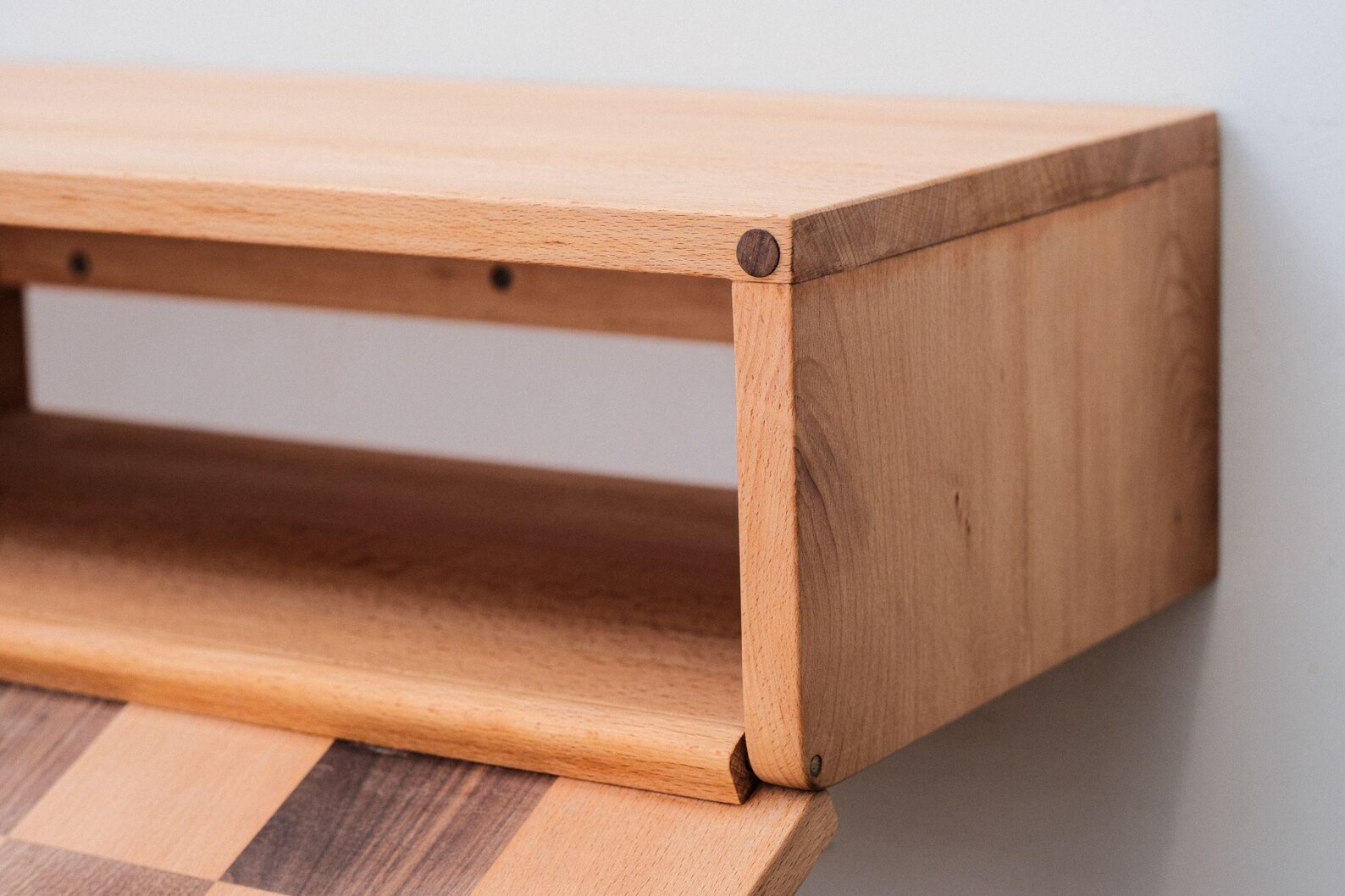 Floating Walnut & Beechwood Storage Cabinet – Hanging Entryway Console ...