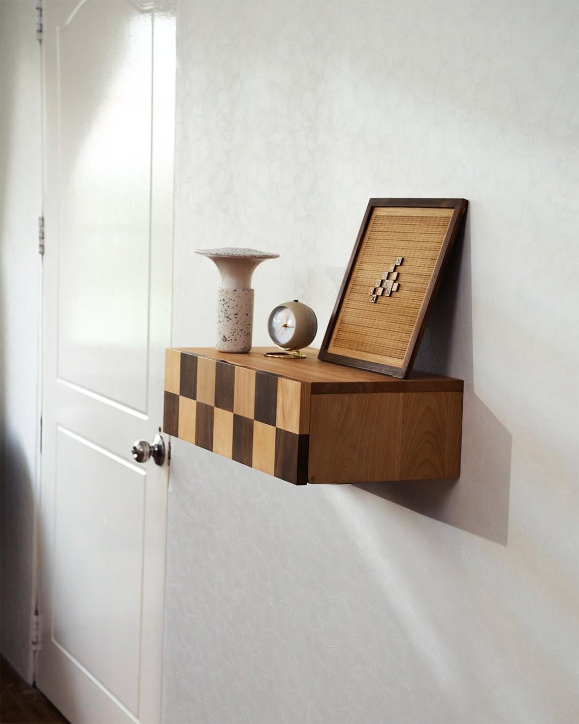 Floating Walnut & Beechwood Storage Cabinet – Hanging Entryway Console ...