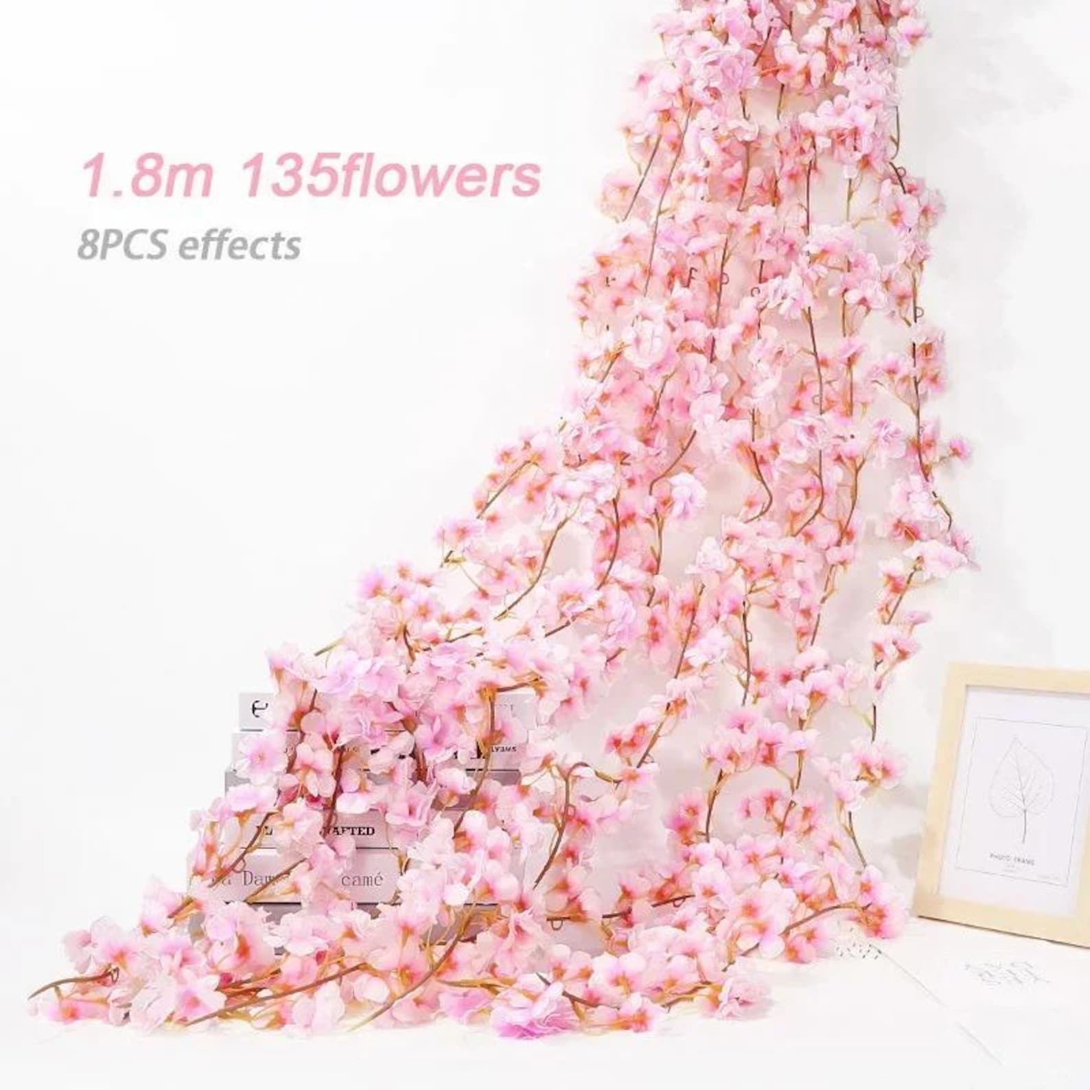 Cherry Blossom Garland, 180cm Sakura Vine, Silk Flower Wedding Decor ...