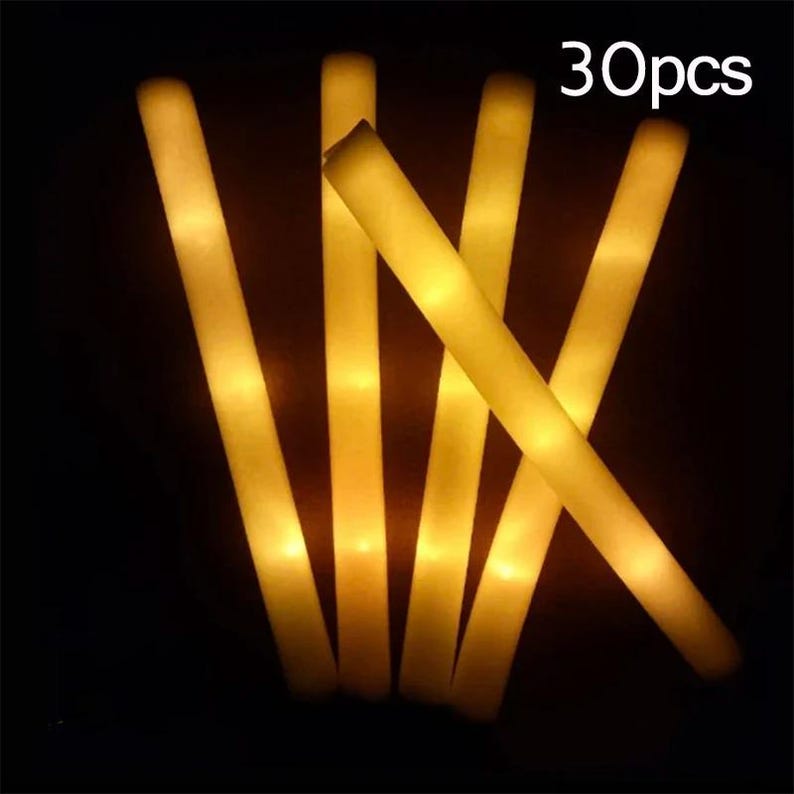 LED Foam Glow Sticks, 15/30PCS RGB Party Lights for Birthday & Wedding ...