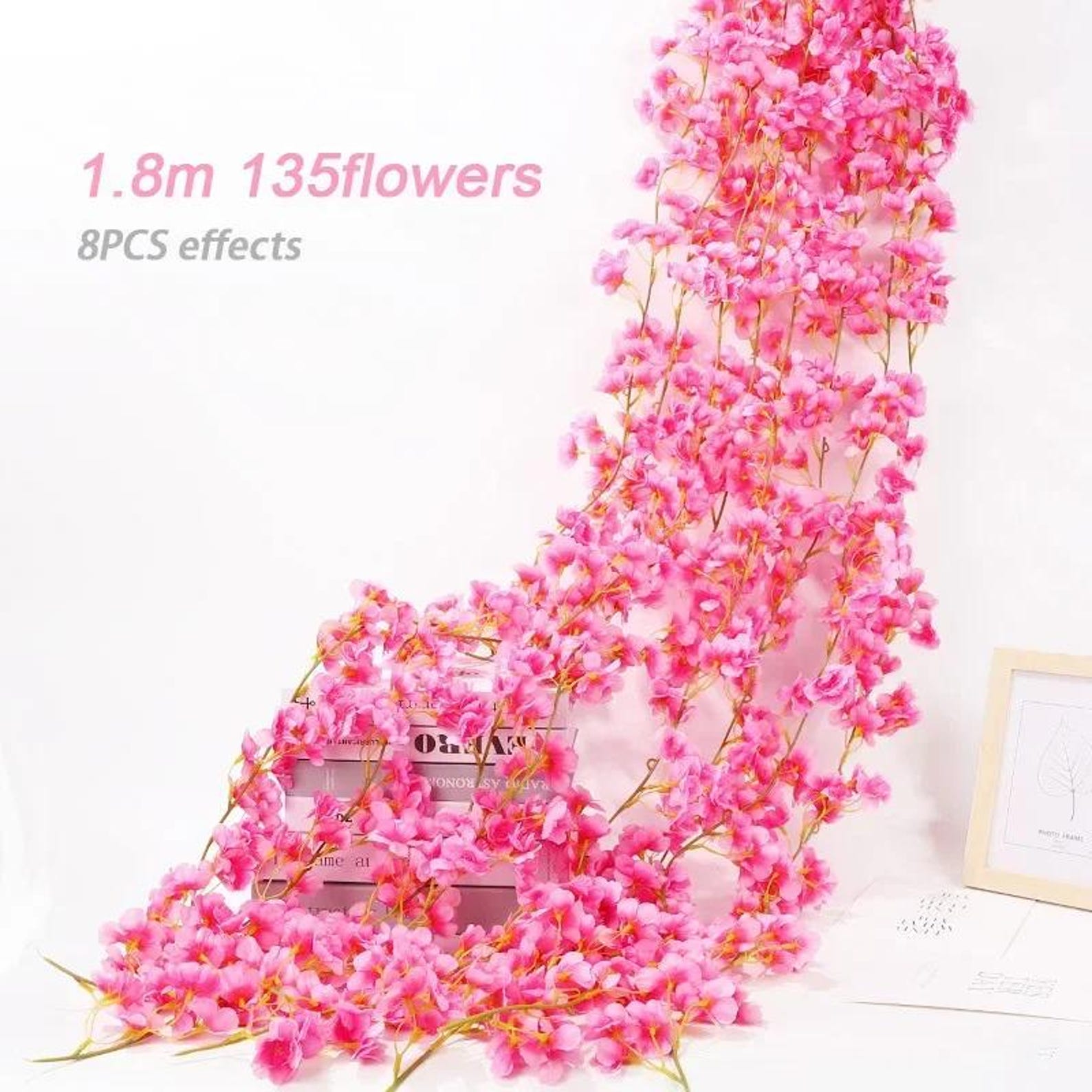 Cherry Blossom Garland, 180cm Sakura Vine, Silk Flower Wedding Decor ...