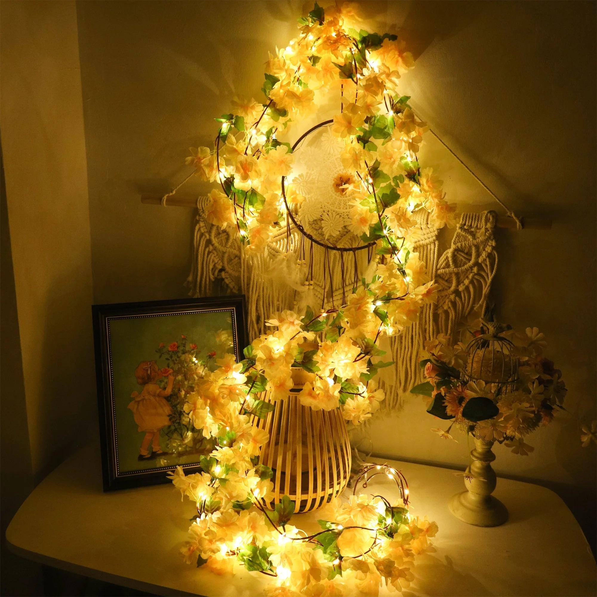 Sakura Flower Vine LED String Lights – Artificial Cherry Blossom ...