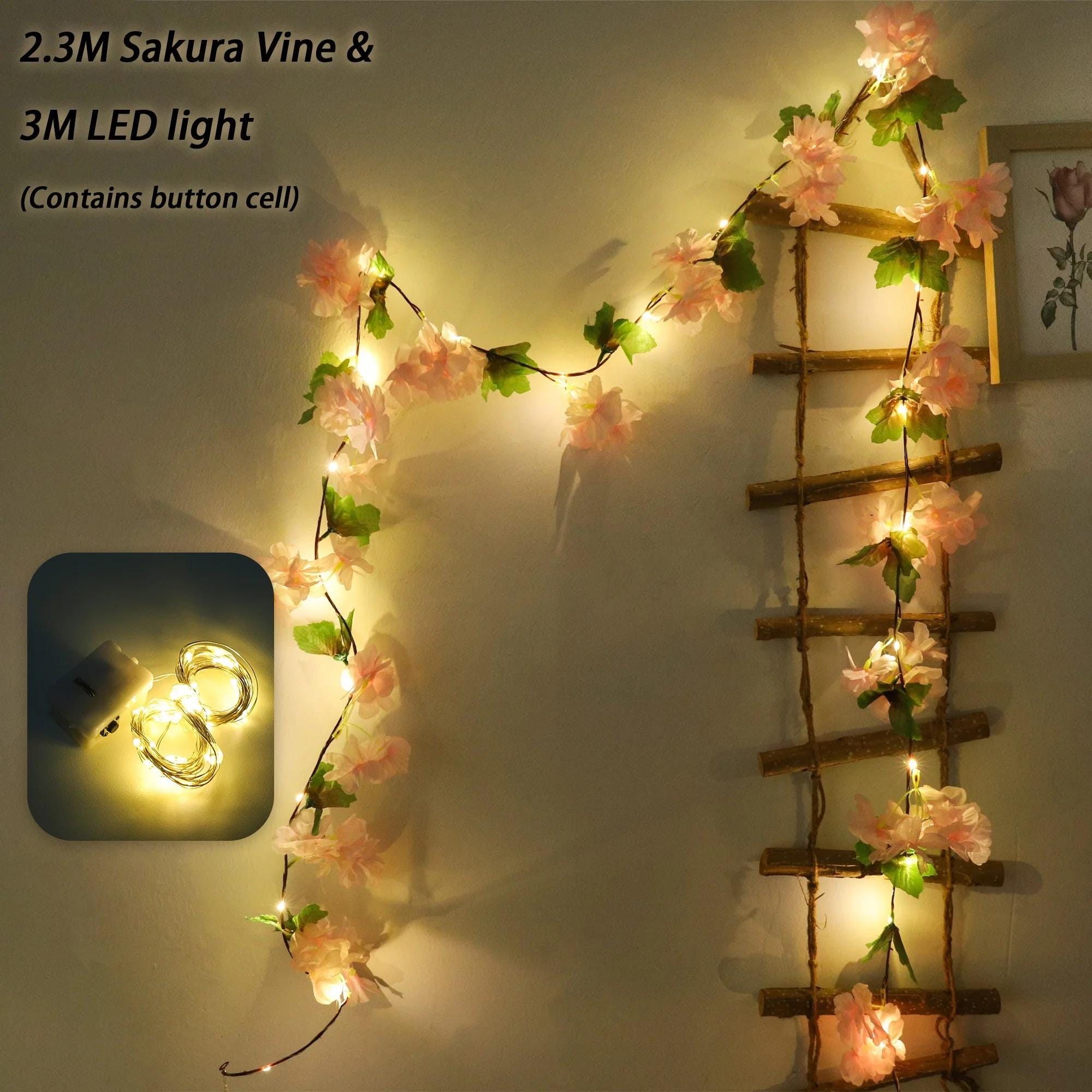 Sakura Flower Vine LED String Lights – Artificial Cherry Blossom ...