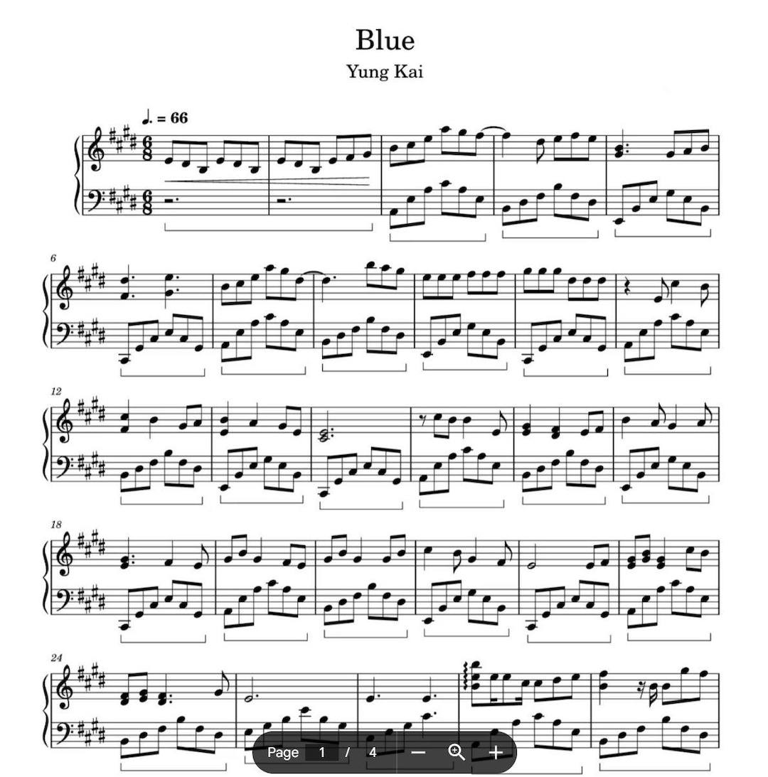 Blue - Yung Kai PDF Printable, iPad Piano Music Sheets - Etsy