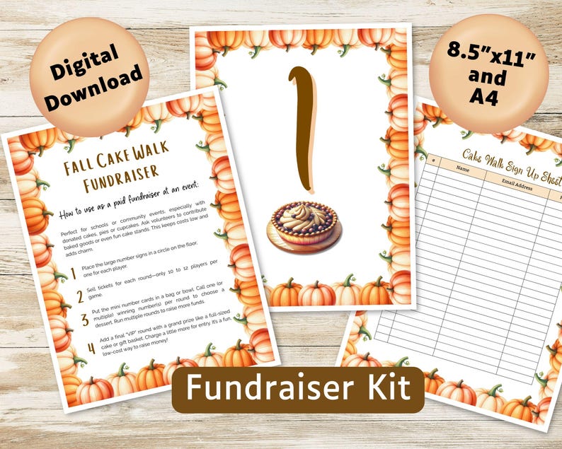 Fall Cake Walk Printable Kit, Autumn Festival/carnival Fundraiser ...