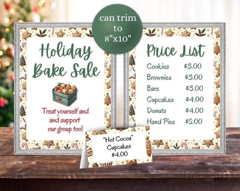Editable Holiday Bake Sale Kit: Printable Price List, Flyer, Signs ...