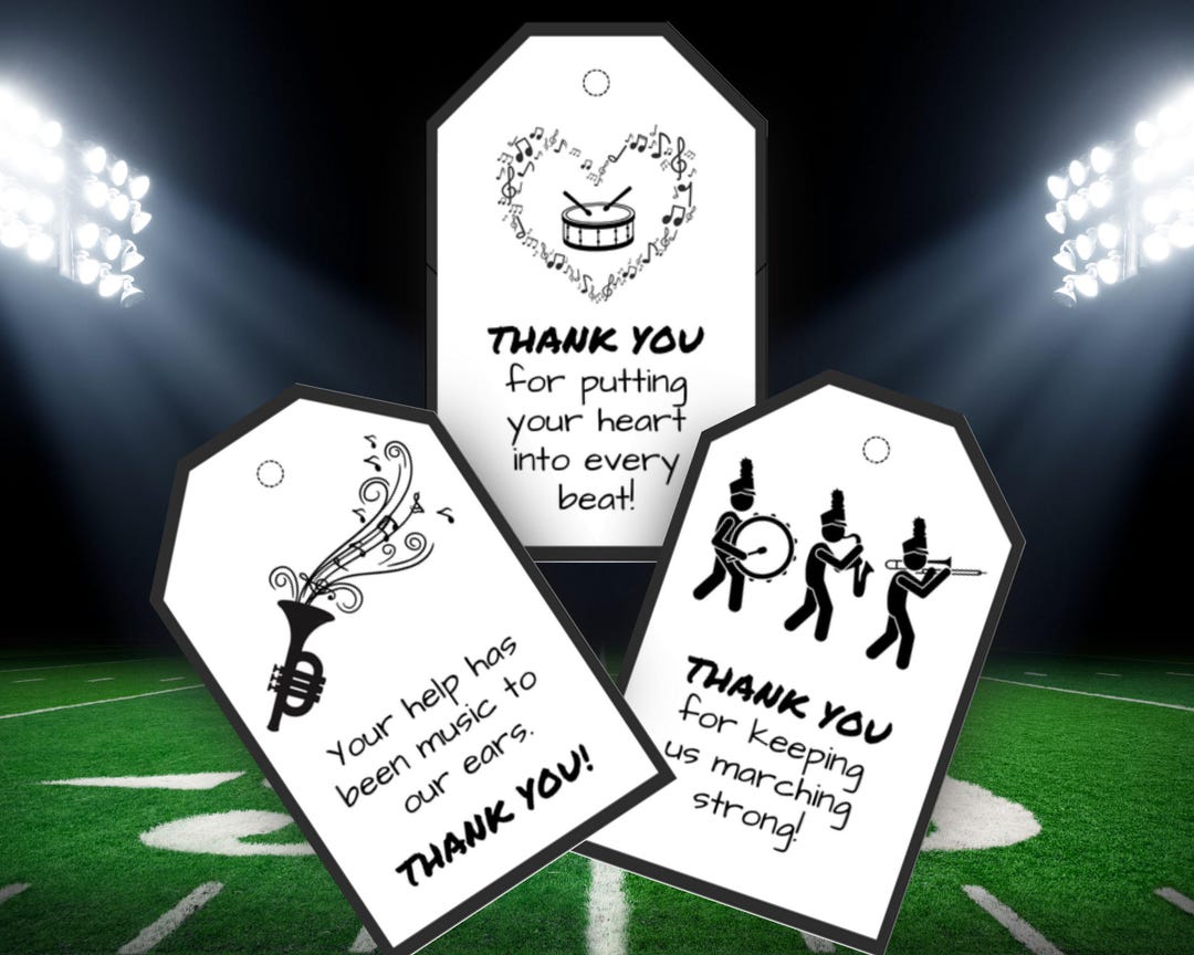 Volunteer Appreciation Gift Tags, Marching Band Parent Volunteer Gifts ...