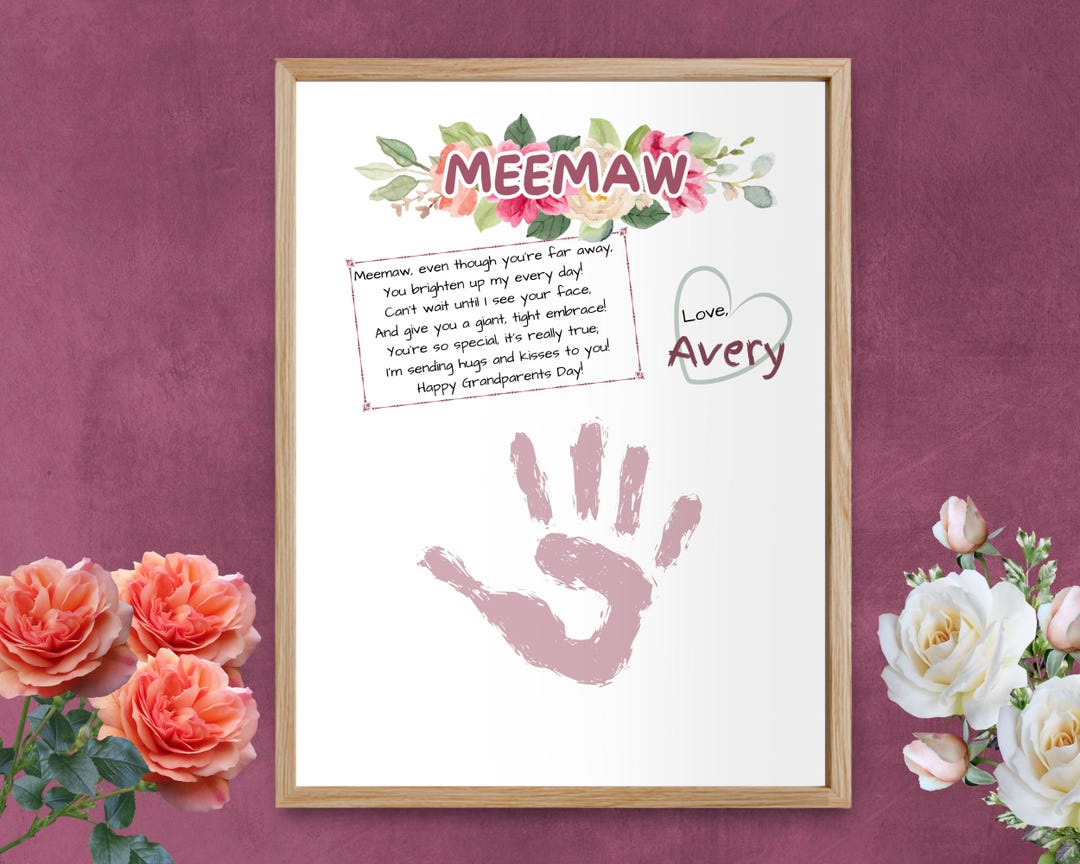 Meemaw Mimi Granny Handprint Long Distance, Printable Kids Craft for ...