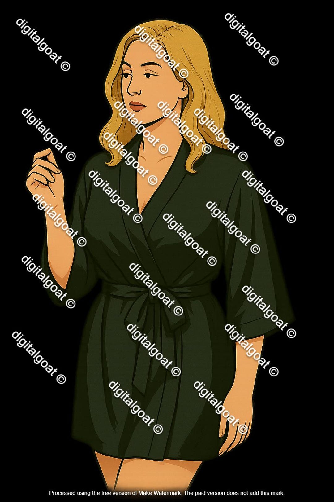 Digital Sticker/png Sticker: Classy, Boujee Blonde in A Silk Night Robe ...