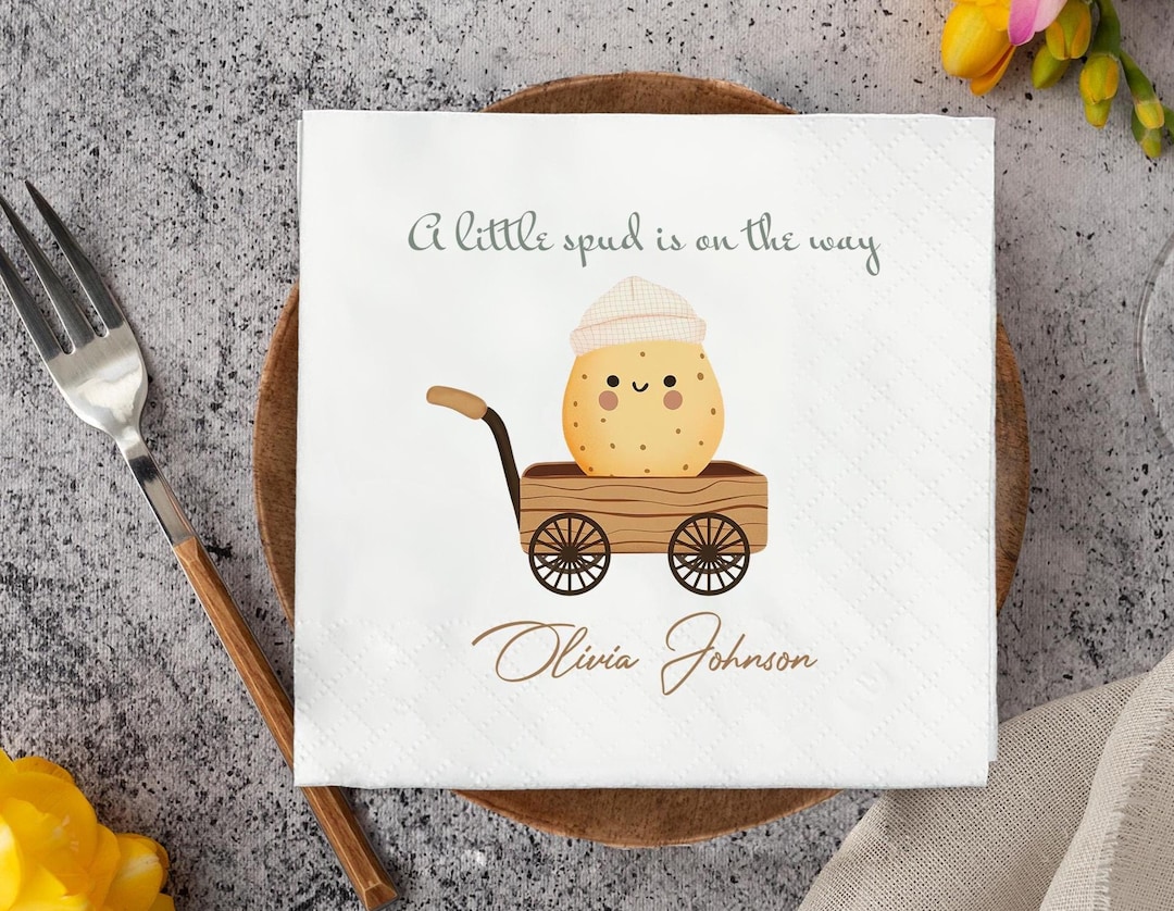 A Little Spud is on the Way Baby Shower Napkins, Vegetable Baby Shower ...