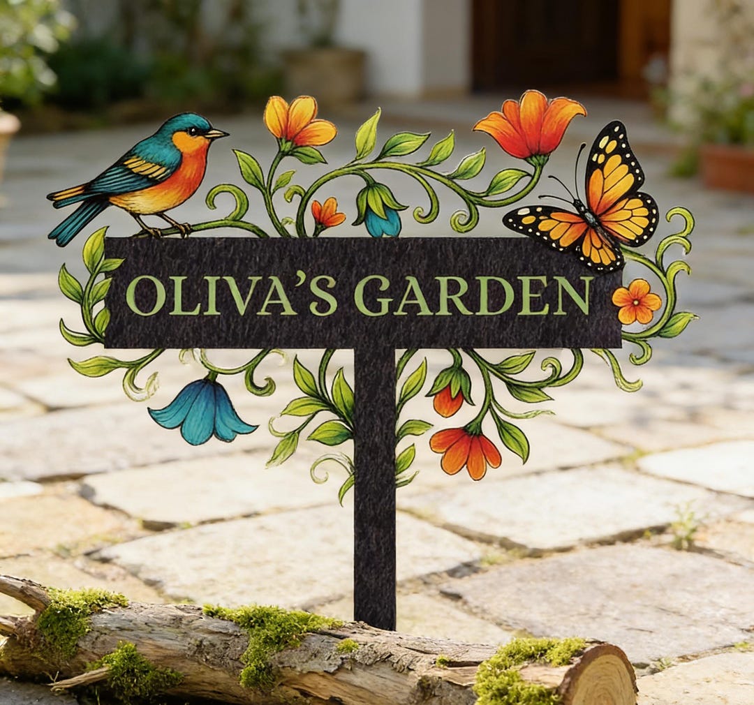 Custom Colorful Bird Butterfly Metal Garden Sign,bird With Flower ...