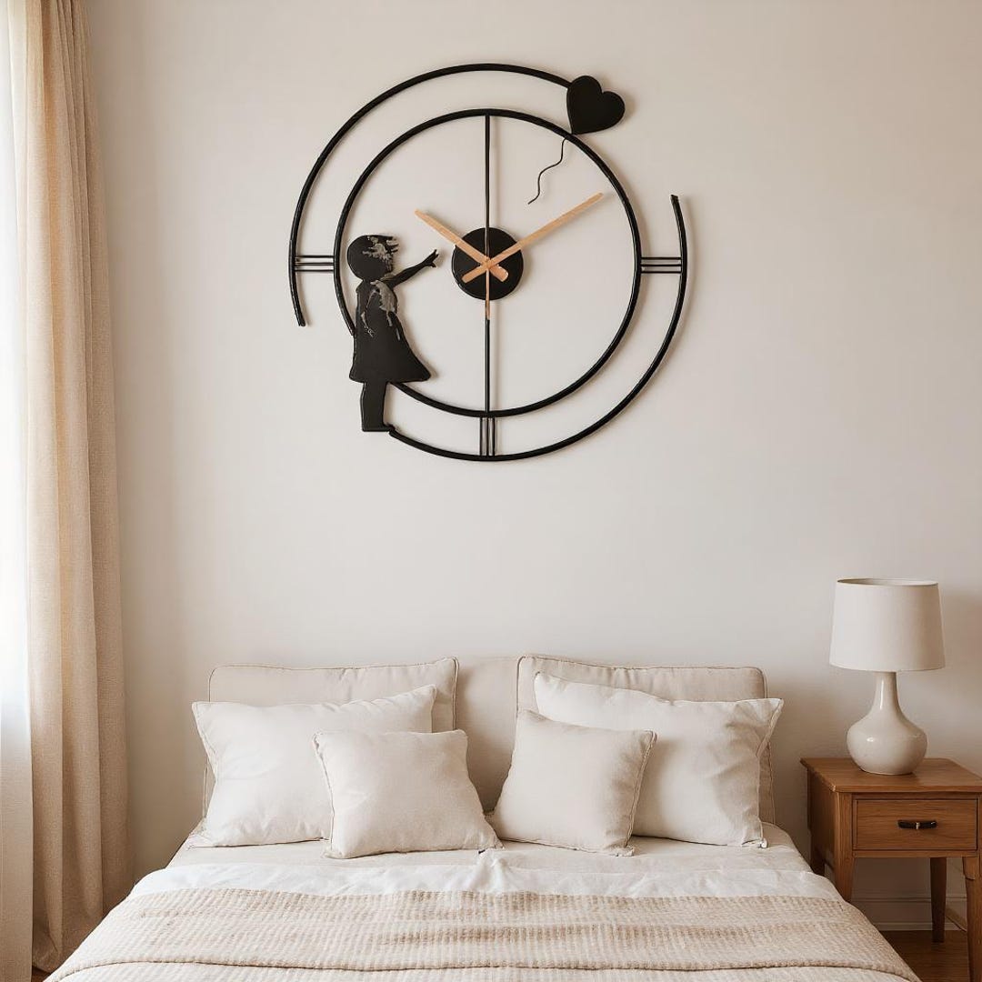 Banksy Girl With Balloon Wall Clock,modern Graffiti Art,metal Sign ...