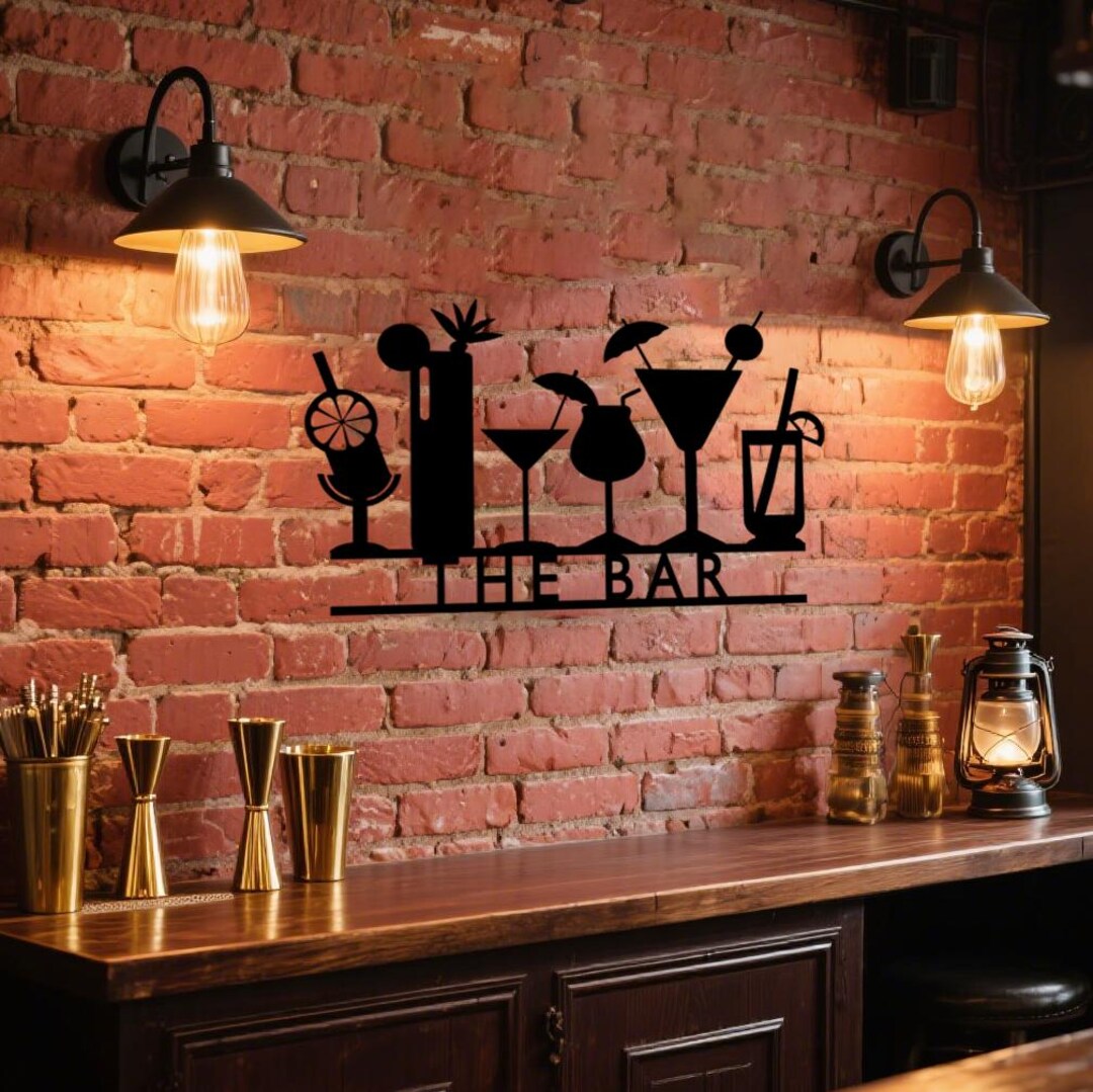 Metal Bar Sign-cocktail Theme Decor-bar Interior Ornament-industrial ...