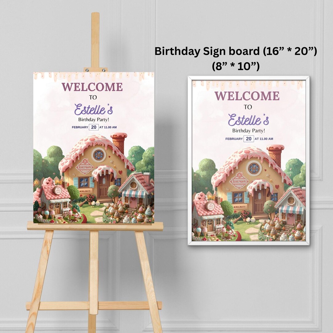 Editable Ice Cream Welcome Sign, Ice Cream Party Welcome Sign, Ice ...