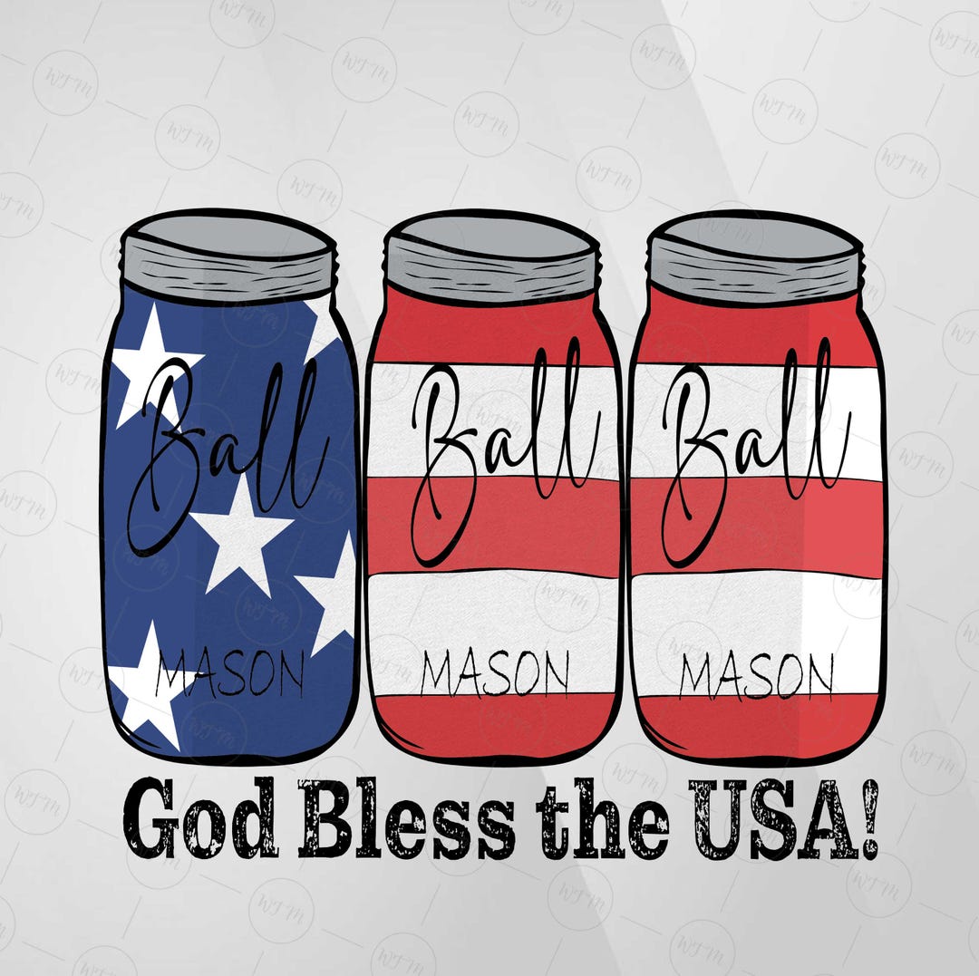 God Bless the USA SVG, Mason Jar Sublimation, American Flag Clipart ...