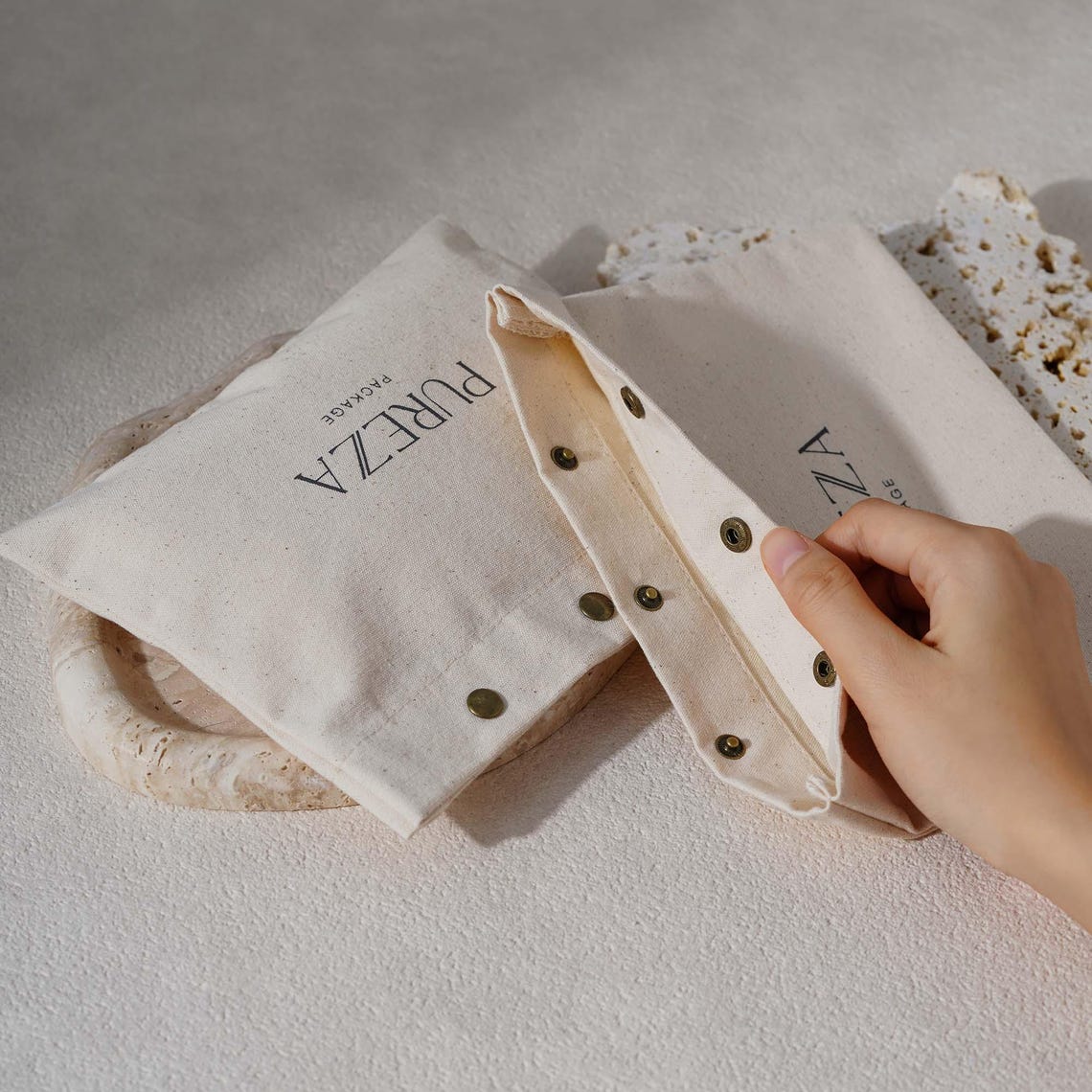 50pcs Thick Cotton Envelope Dust Bags: Custom Logo and Size With Snap ...