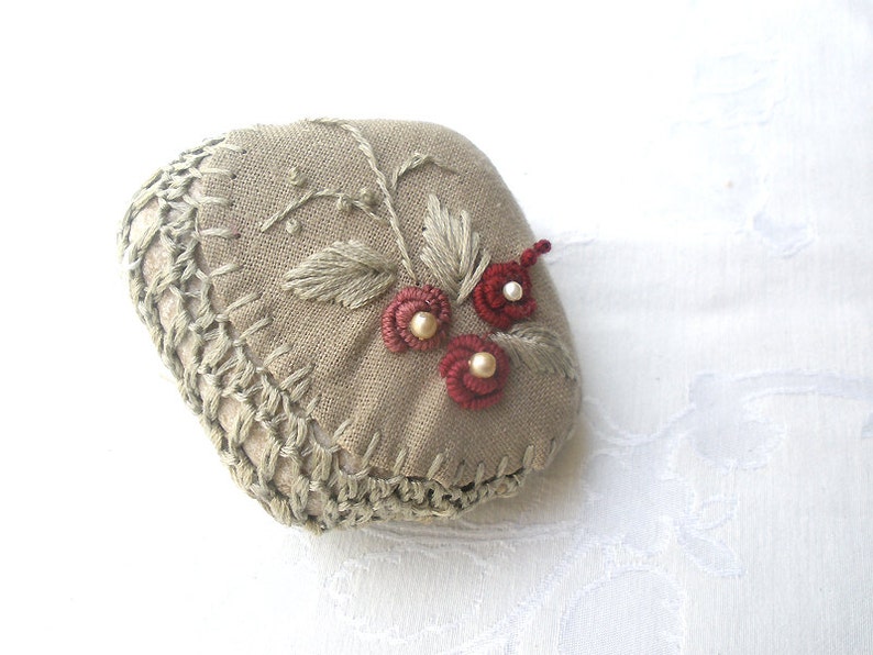 Home Decor Stone Door stop Pebble Embroidery Art Crochet | Etsy
