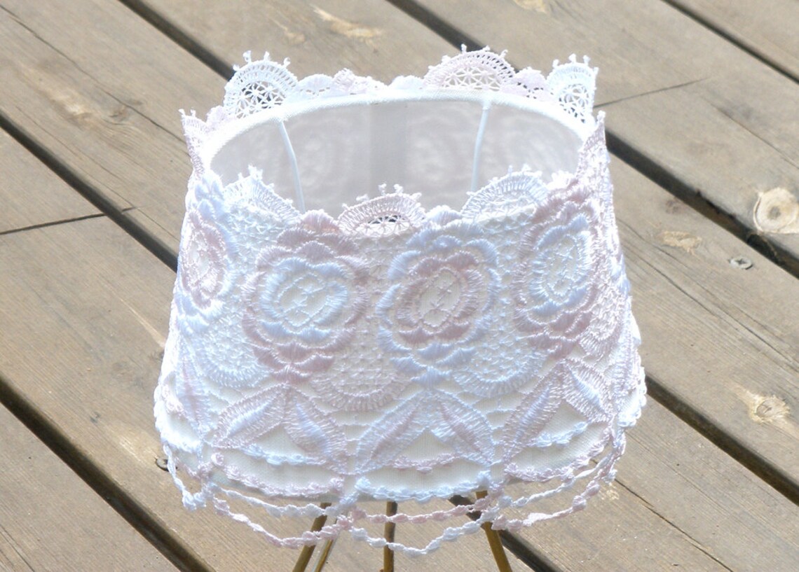 White Vintage Lace Lamp Shade Free Shipping Shabby Chic Lace Table Lamp ...