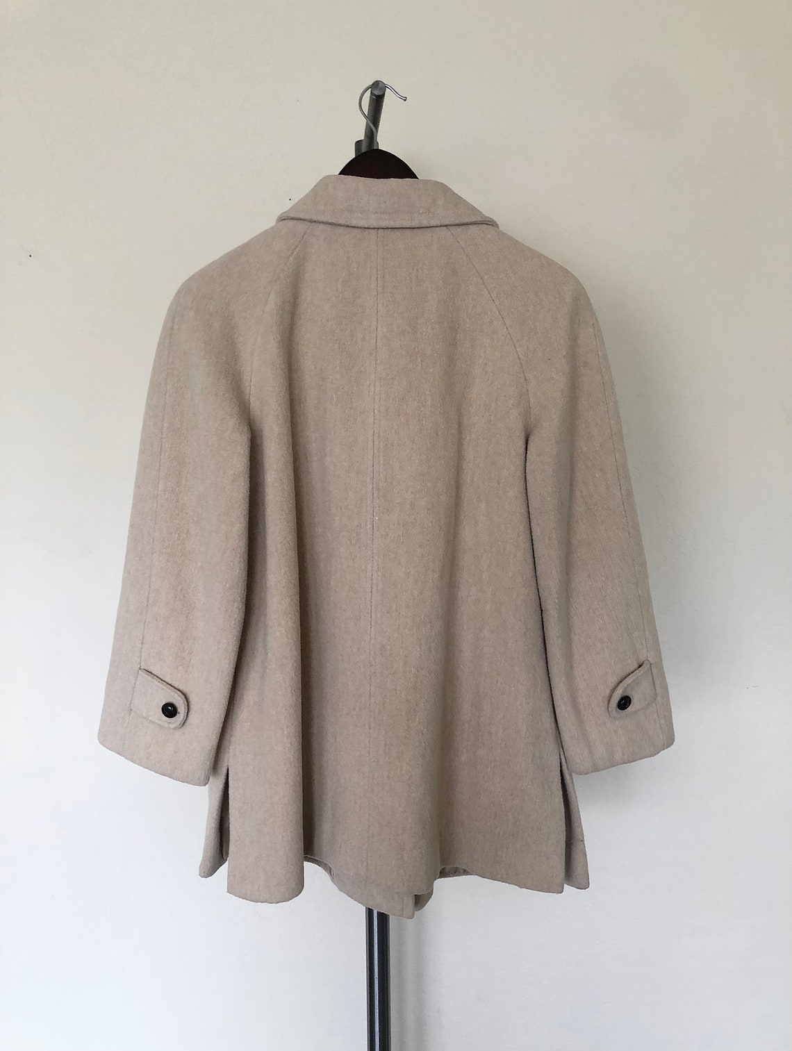Cream Wool Peacoat Vintage 80's Tan Beige Single Breasted - Etsy