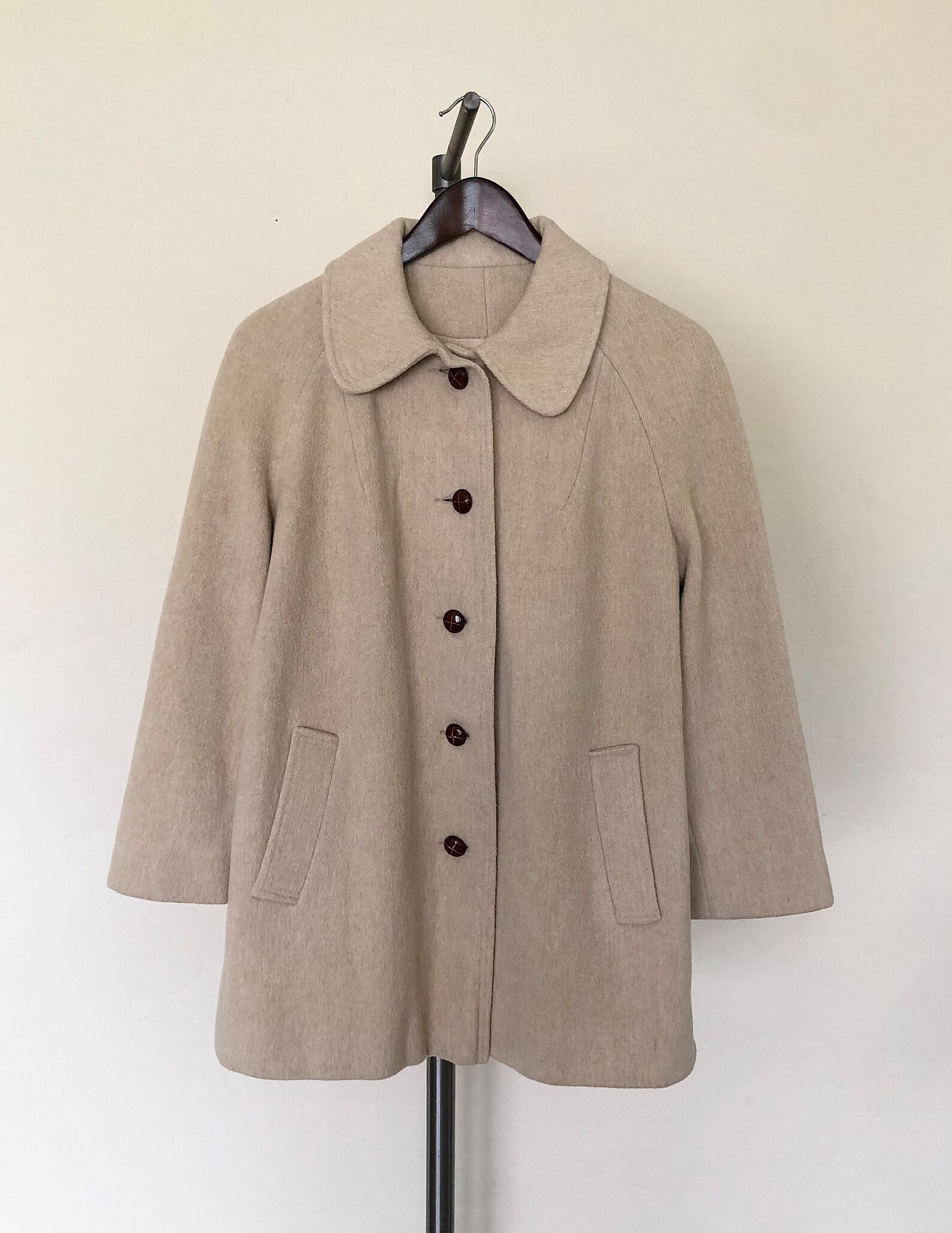Cream Wool Peacoat Vintage 80's Tan Beige Single Breasted - Etsy