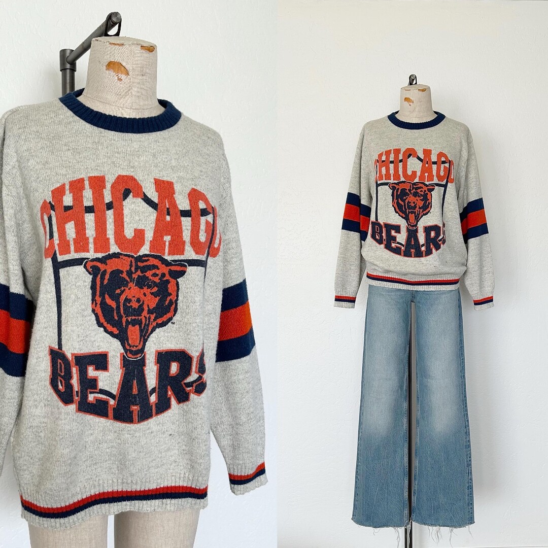 80's/90's Chicago Bears Football Sweater Vintage NFL Garan Light Gray ...