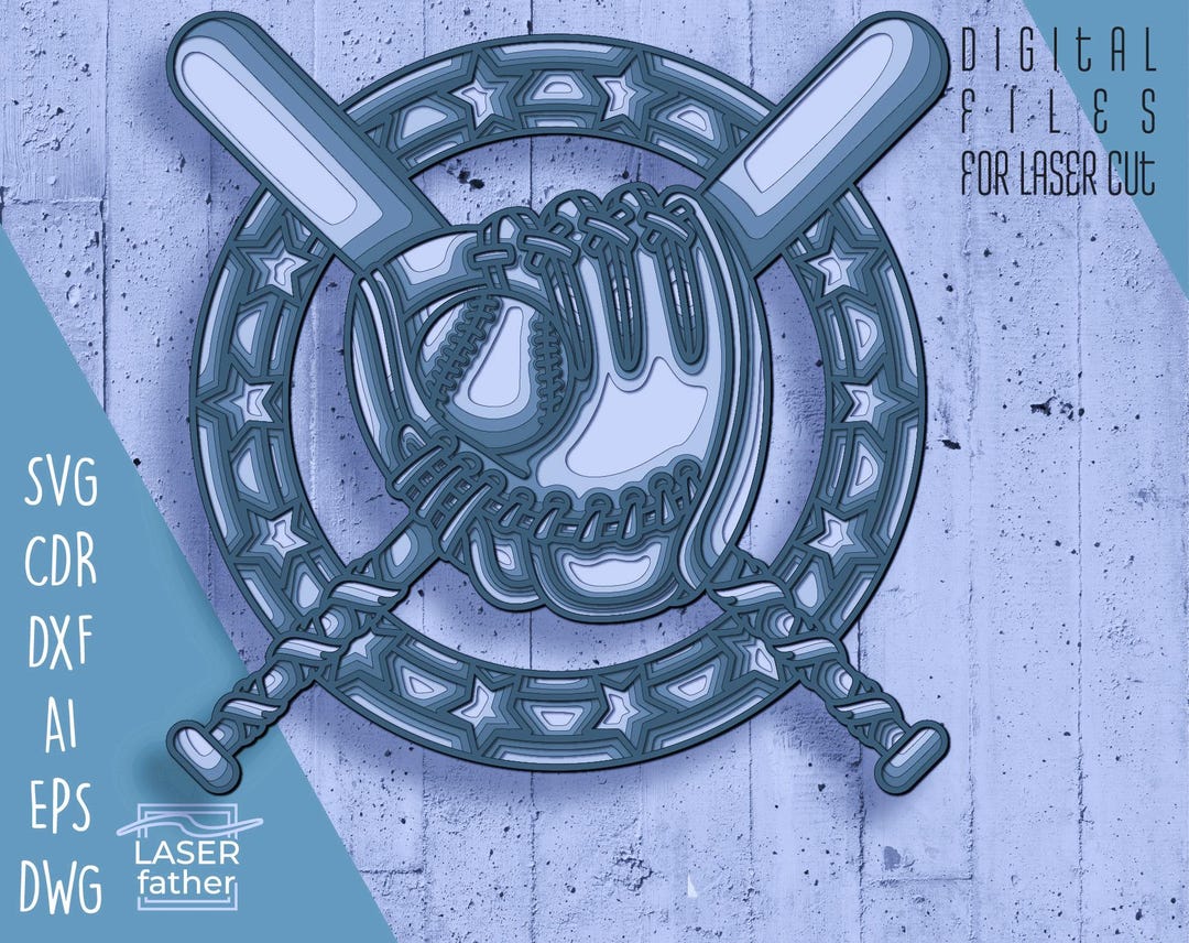 Layered Baseball Design | Ai, Cdr, Eps, Svg Files | Wood Laser Cut File ...