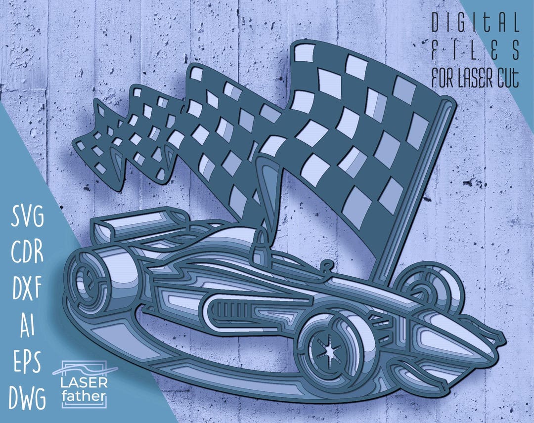 Layered Race Car Design | Ai, Cdr, Eps, Svg Files | Laser Cut Project ...
