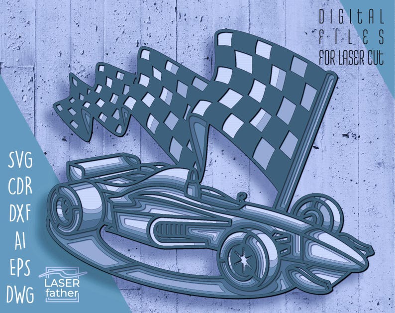 Layered Race Car Design | Ai, Cdr, Eps, Svg Files | Laser Cut Project ...