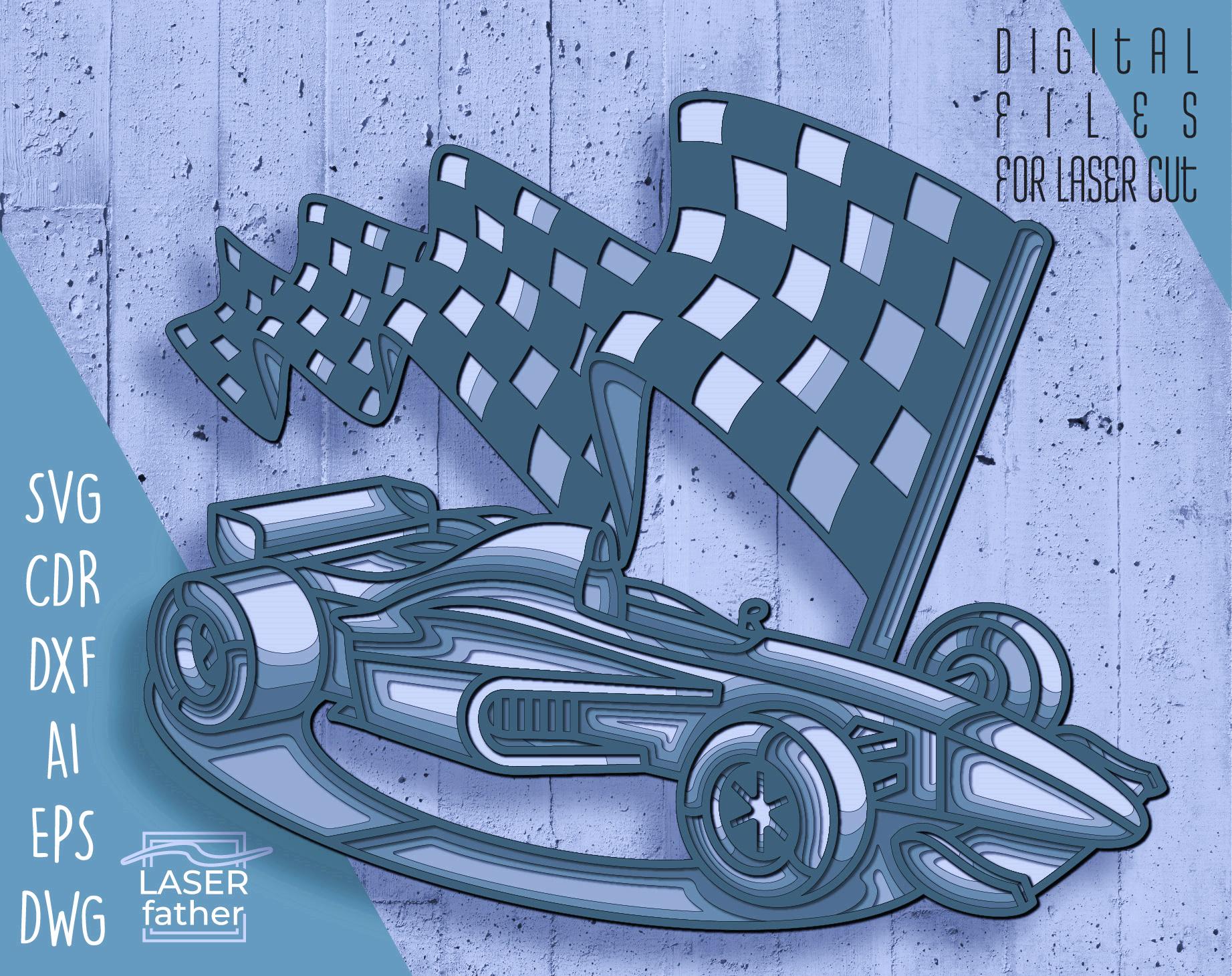 Layered Race Car Design | Ai, Cdr, Eps, Svg Files | Laser Cut Project ...