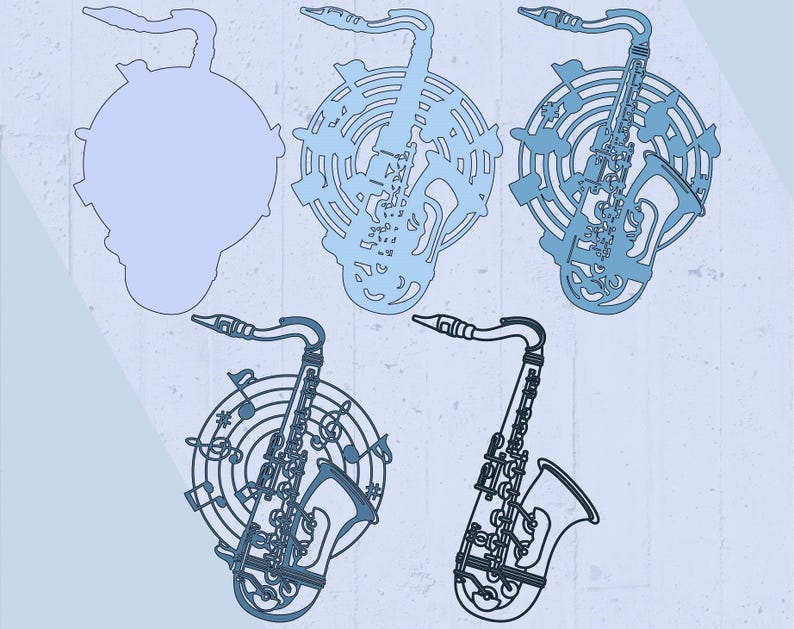 Layered Saxophone Design | Ai Cdr Eps Svg Formats | 3D Laser Cut ...