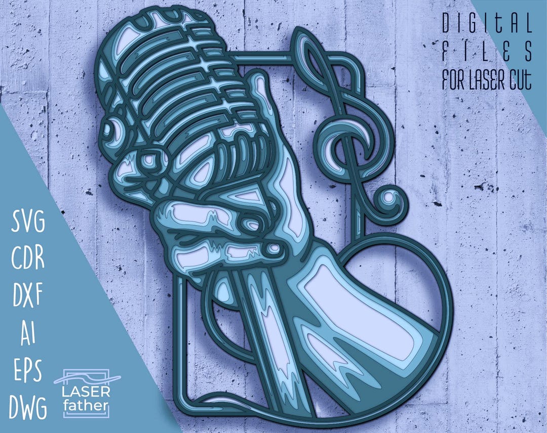 Layered Microphone Design | Ai, Cdr, Eps, Svg Files | Laser Ready ...