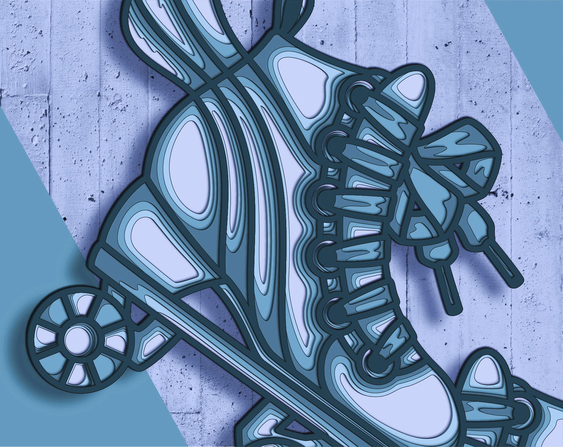 Layered Roller Skate Design | Ai Cdr Eps Svg Files | Laser Cutting ...