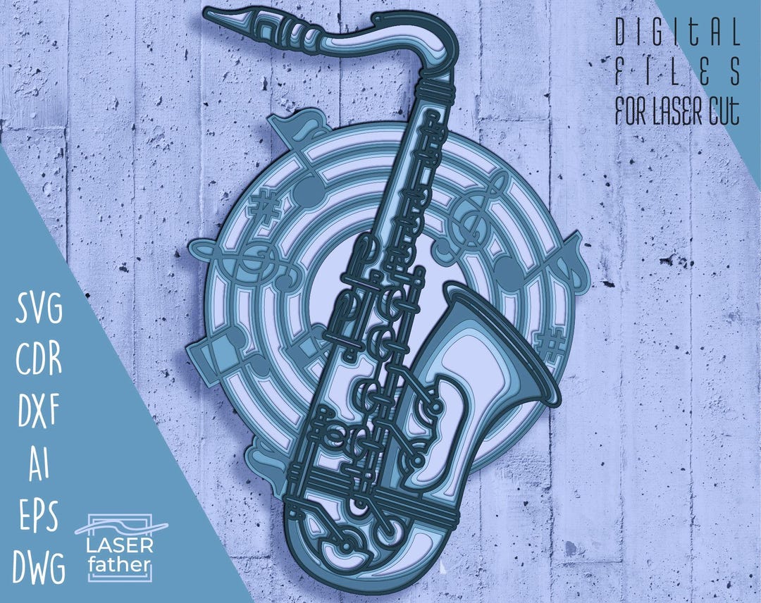 Layered Saxophone Design | Ai Cdr Eps Svg Formats | 3D Laser Cut ...