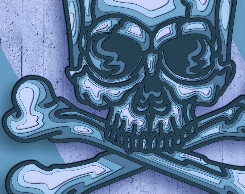 Layered Skull Design | Ai Cdr Eps Svg Files | Paper Laser Cut | Crossed ...
