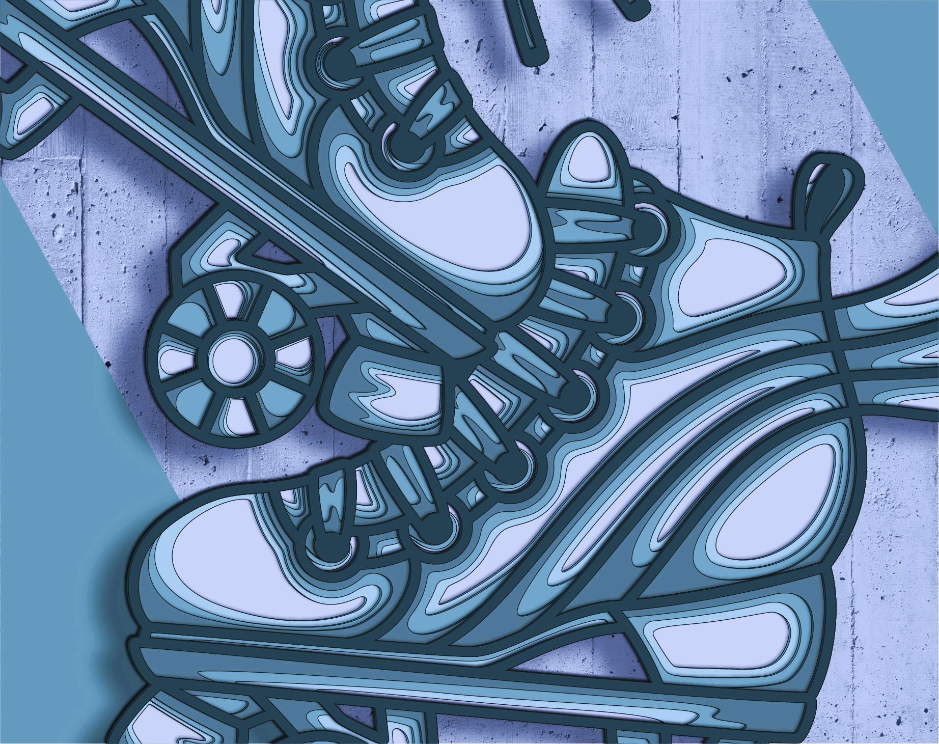 Layered Roller Skate Design | Ai Cdr Eps Svg Files | Laser Cutting ...